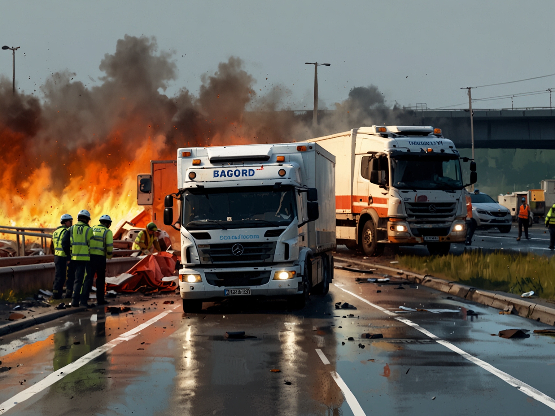 Two police officers among injured as three car crash closes M8 - FNews